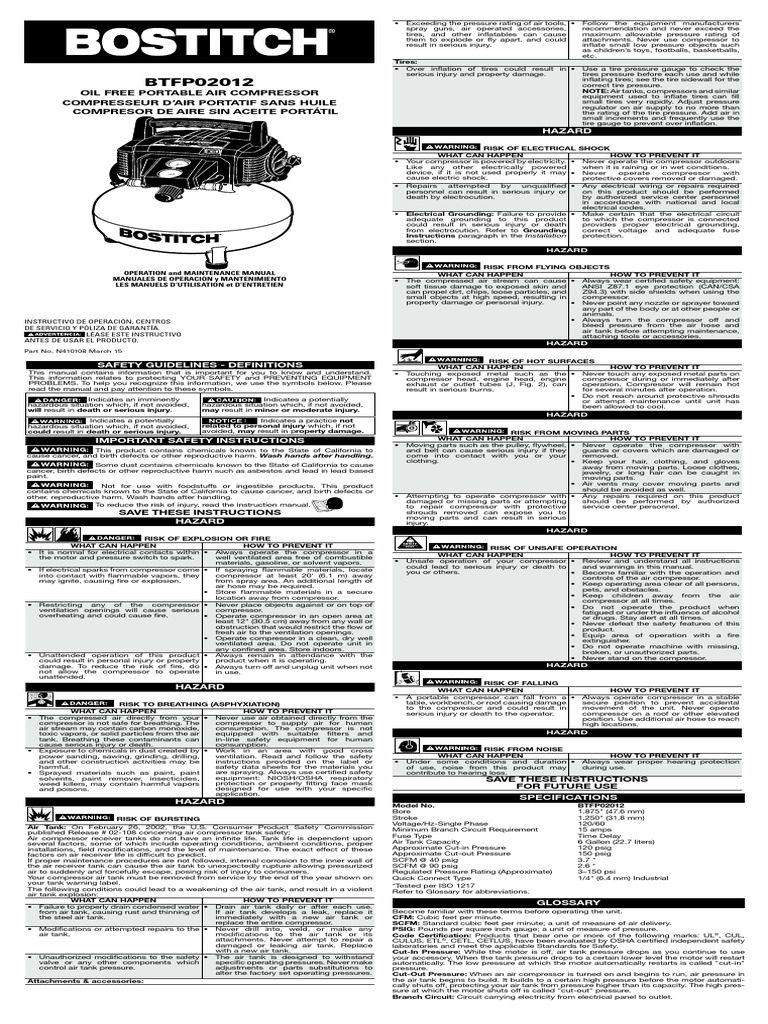 Compressor Manual | PDF | Ac Power Plugs And Sockets | Tire
