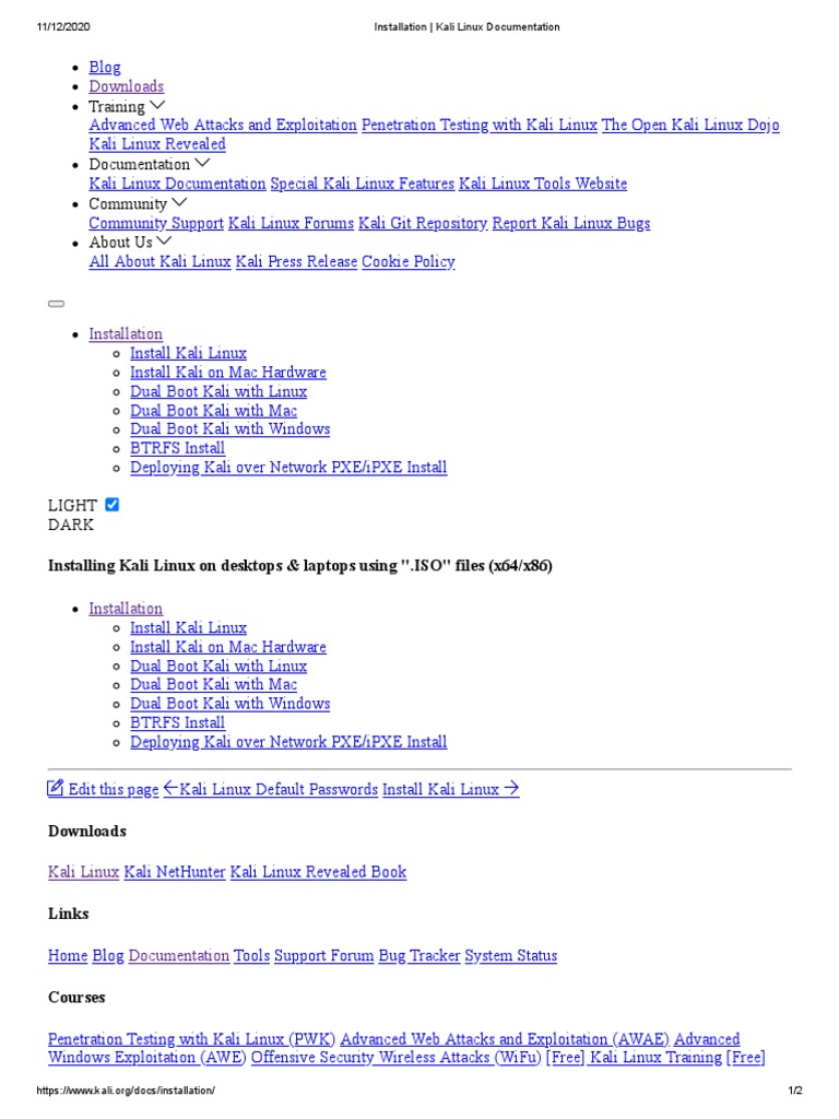 Installation - Kali Linux Documentation | PDF | Technology & Engineering