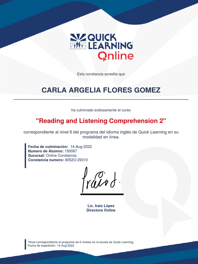 Carla Argelia Flores Gomez: "Reading and Listening Comprehension 2" | PDF