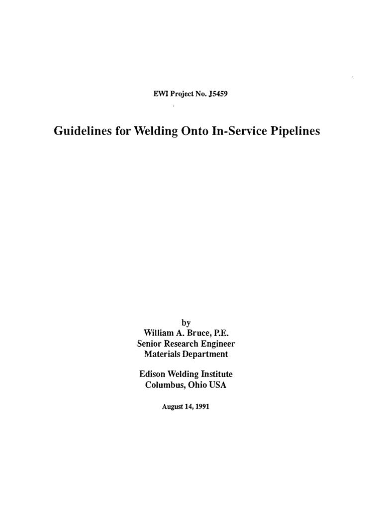 Edison Welding Institute Hot Tap Welding | PDF | Construction | Welding