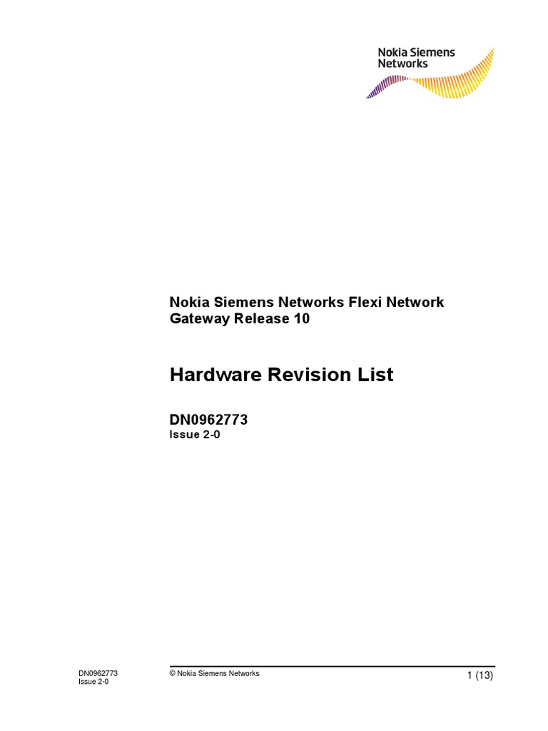 Hardware Revision List: Nokia Siemens Networks Flexi Network Gateway ...