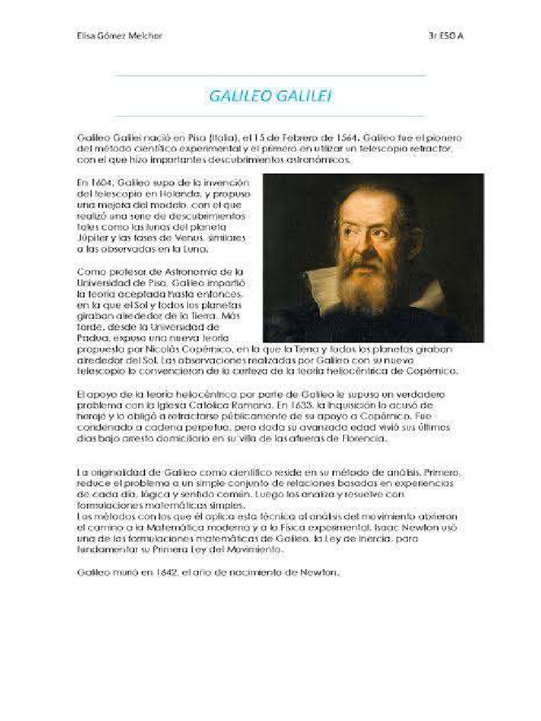 Biografía de Galileo Galilei | PDF Biografía de Galileo Galilei | PDF
