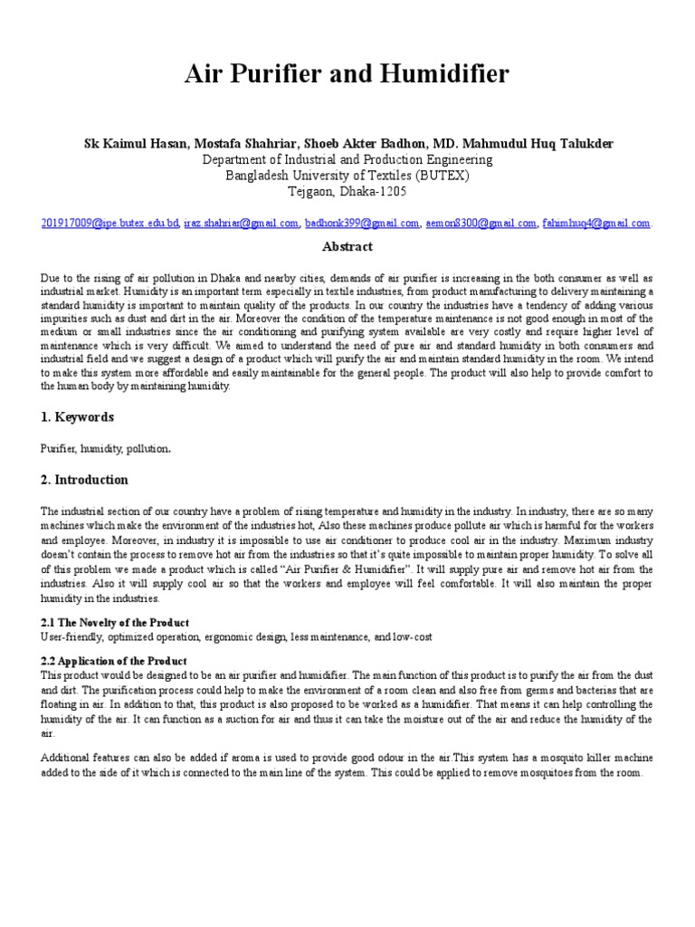 Industrial Air Purifier Design | PDF