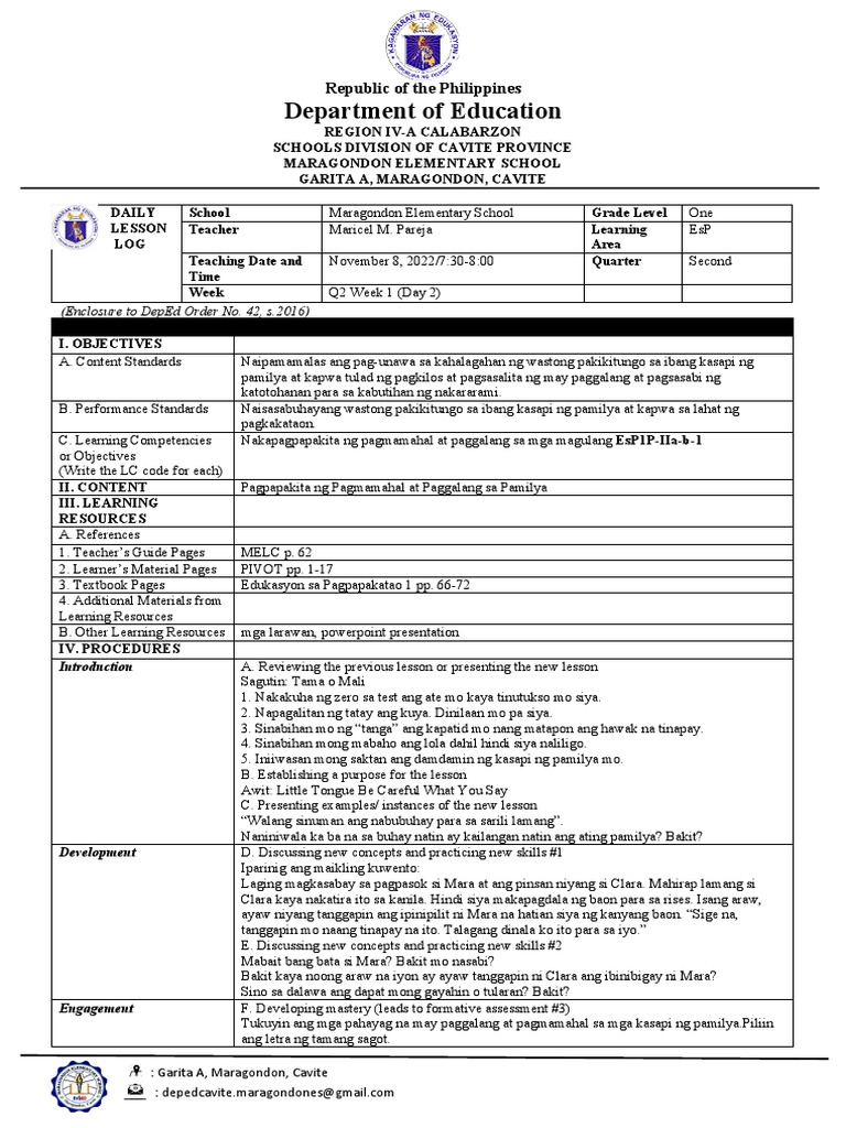 DLL Q2 EsP WEEK1 Day2 | PDF