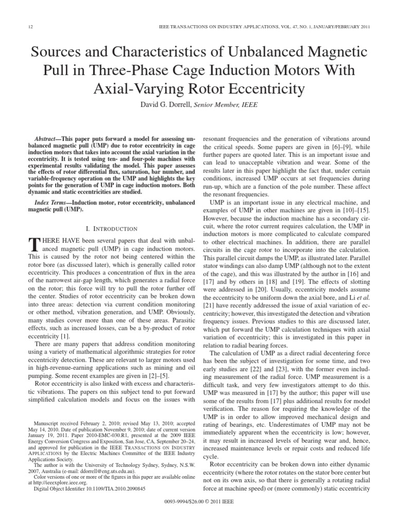 Sources and Characteristics of Unbalanced Magnetic Pull in Three-Phase ...