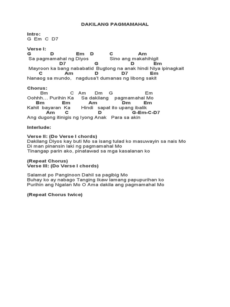 Dakilang Pagmamahal Chords | PDF