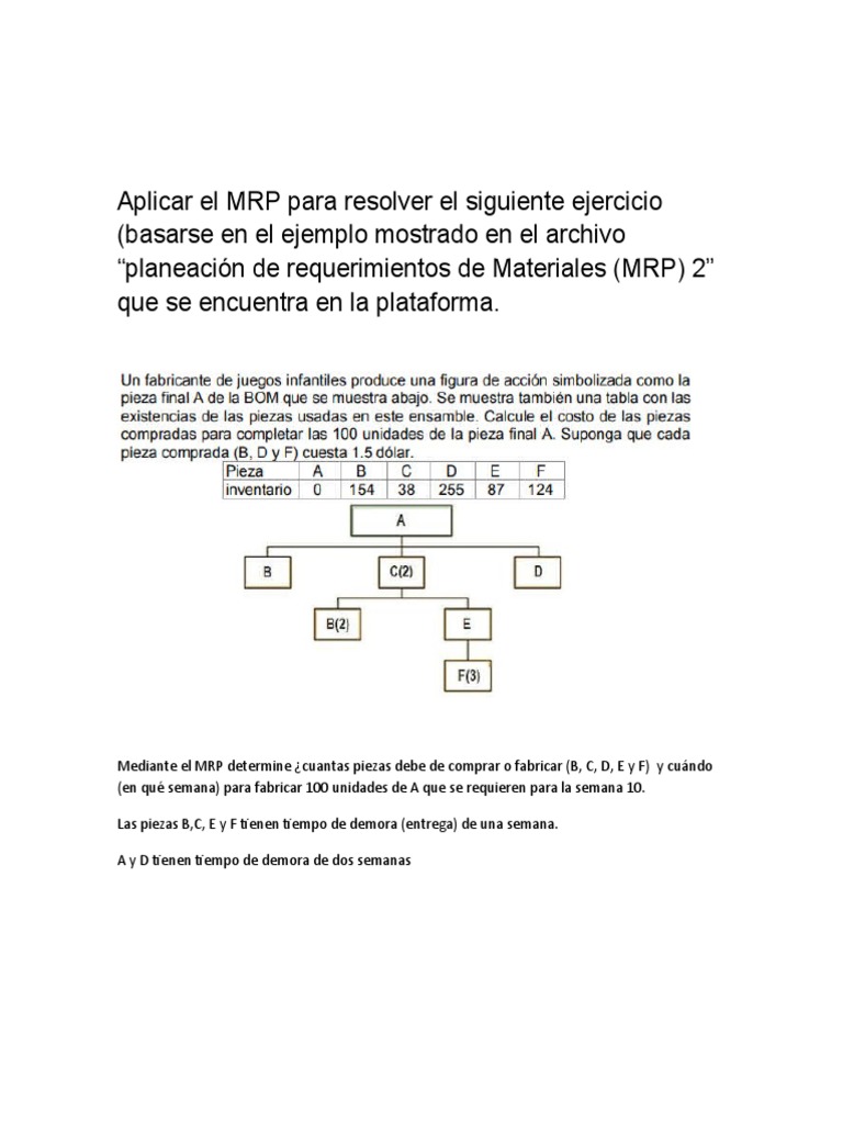 Ejercicio de MRP | PDF