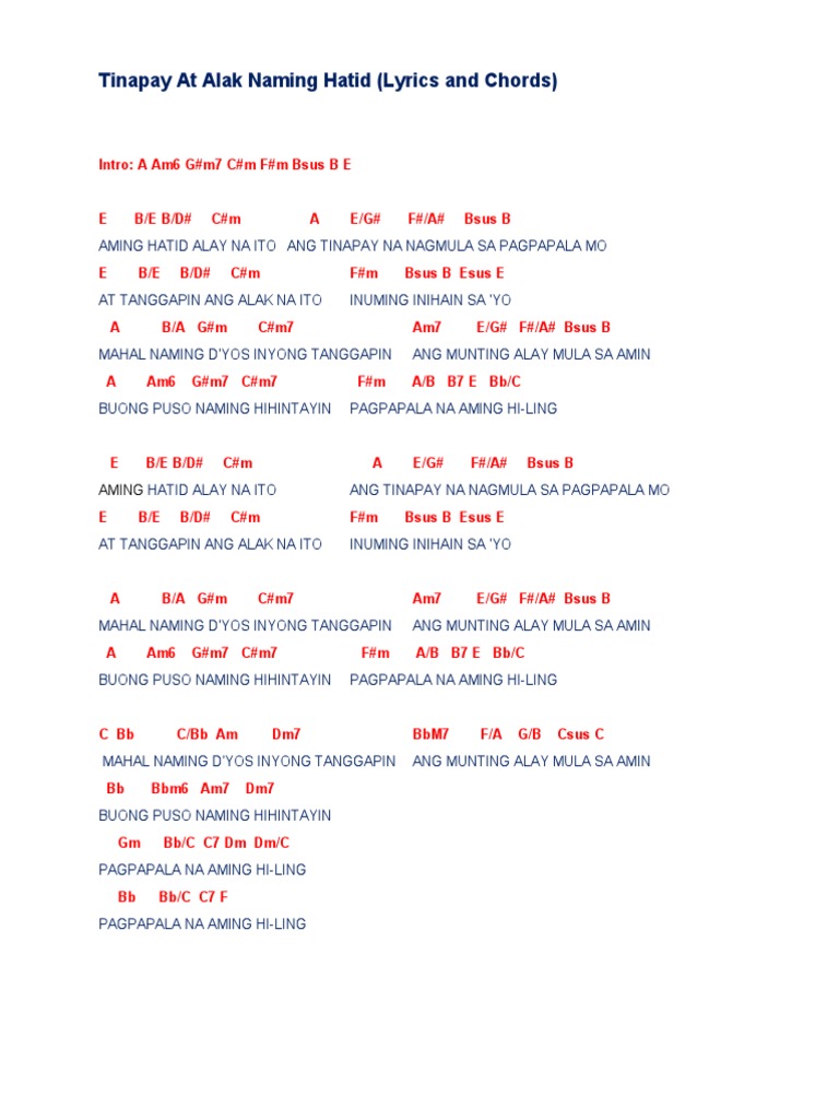 Tinapay at Alak Naming Hatid - (With Chords) | PDF