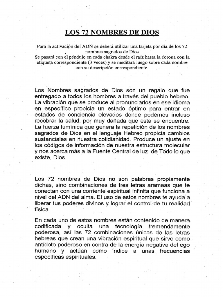 72 Nombres de Dios | PDF