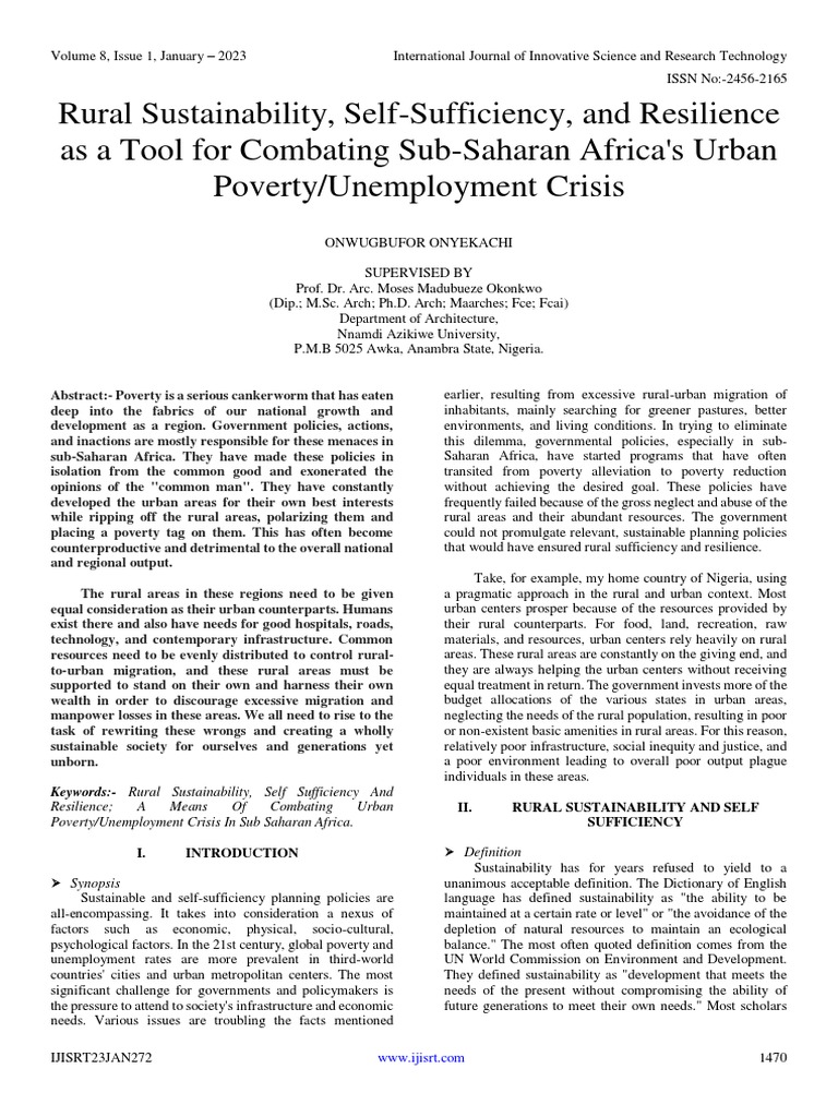 Enhancing Rural Self-Sufficiency in Africa | PDF | Sustainability ...