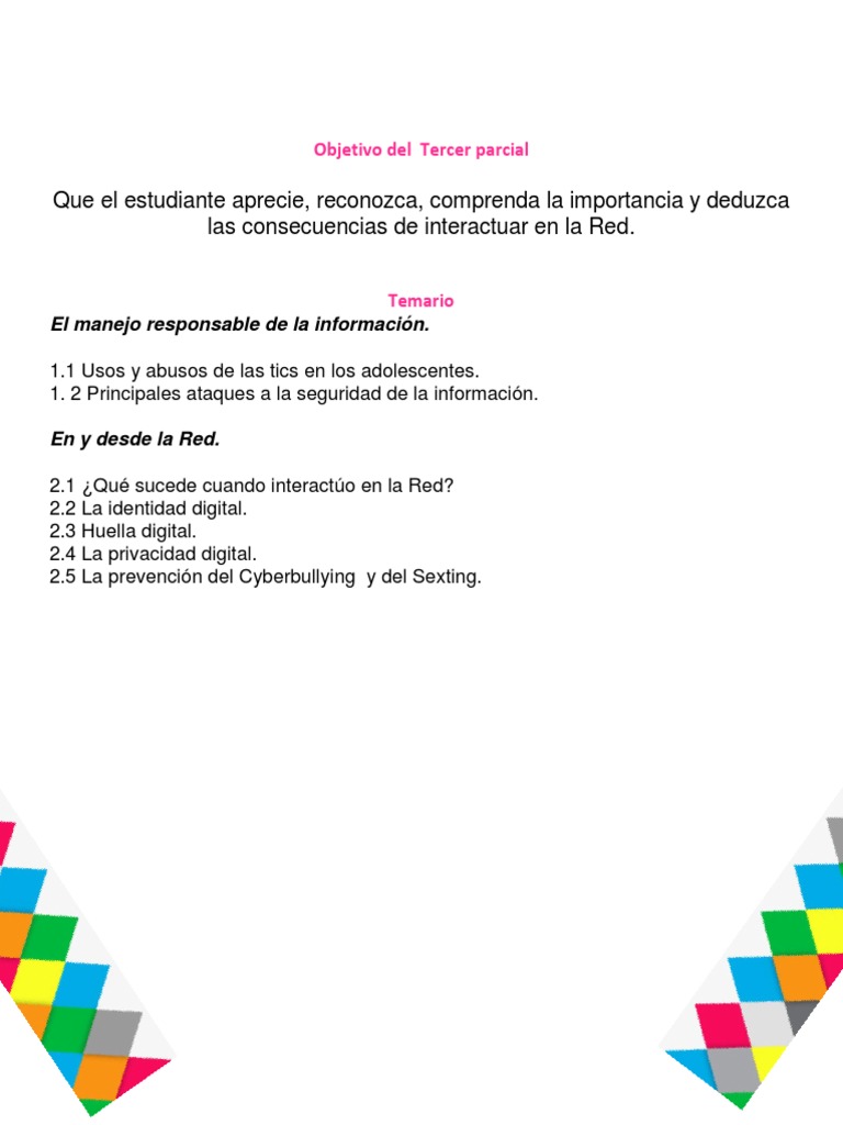 III Parcial TICS | PDF | Acoso cibernético | Internet
