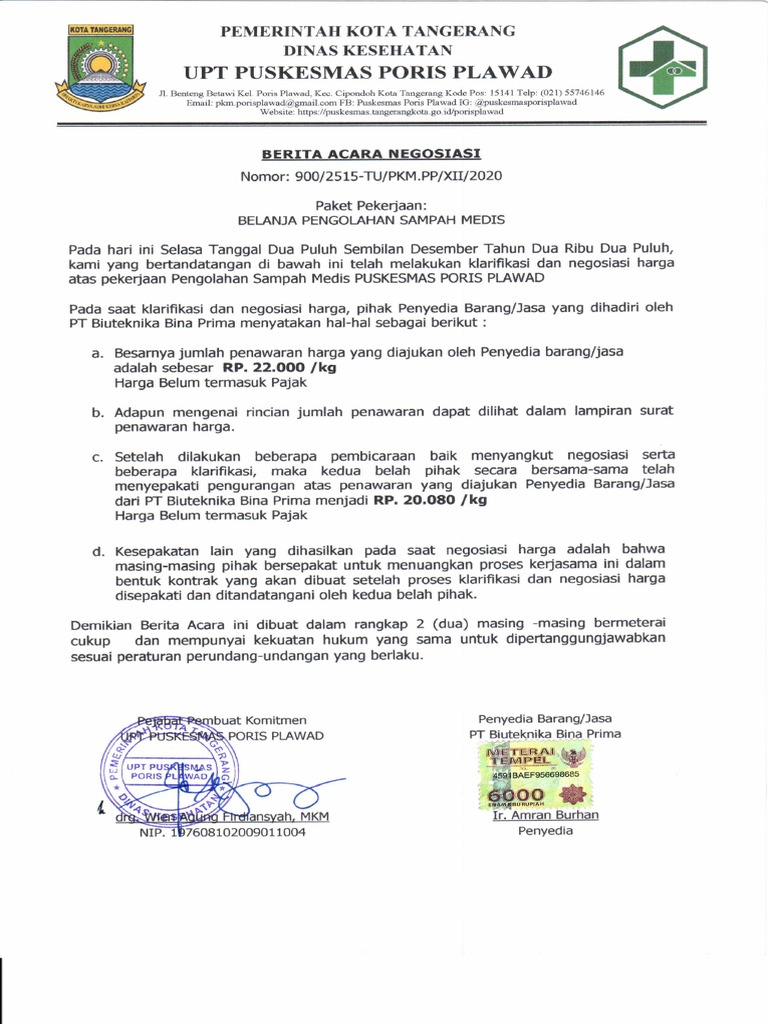 Berita Acara Negosiasi | PDF