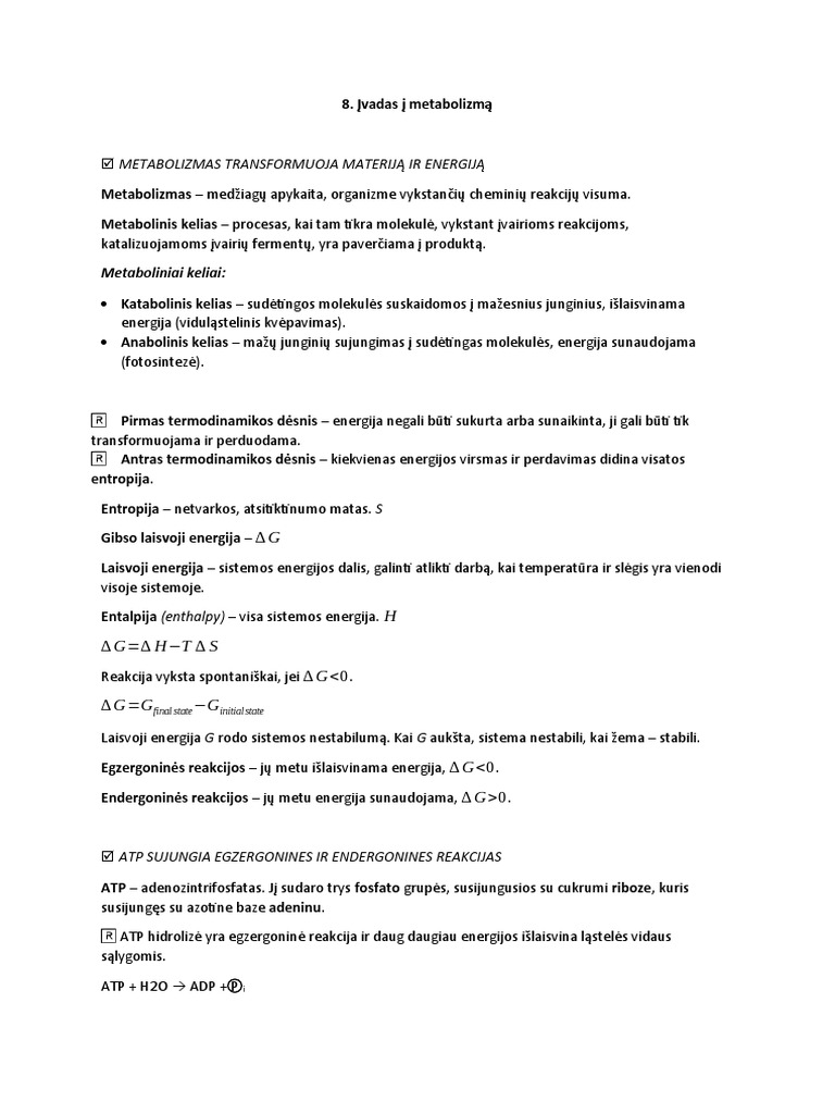 8 Įvadas Į Metabolizmą | PDF