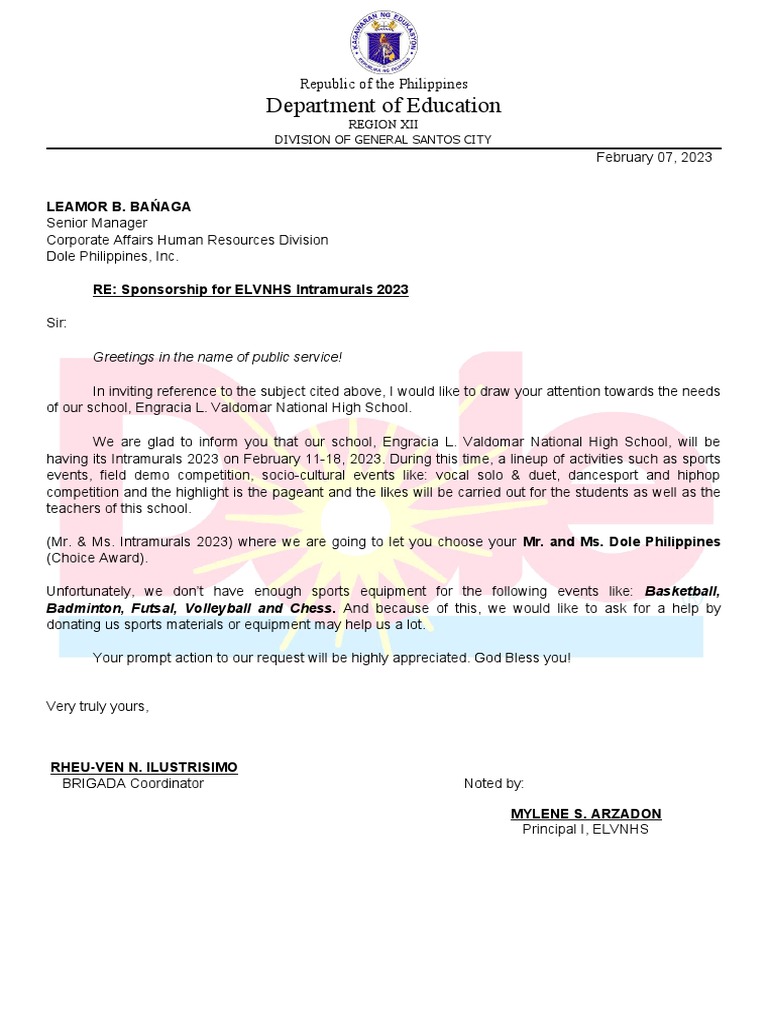 LETTER OF REQUEST Dole | PDF