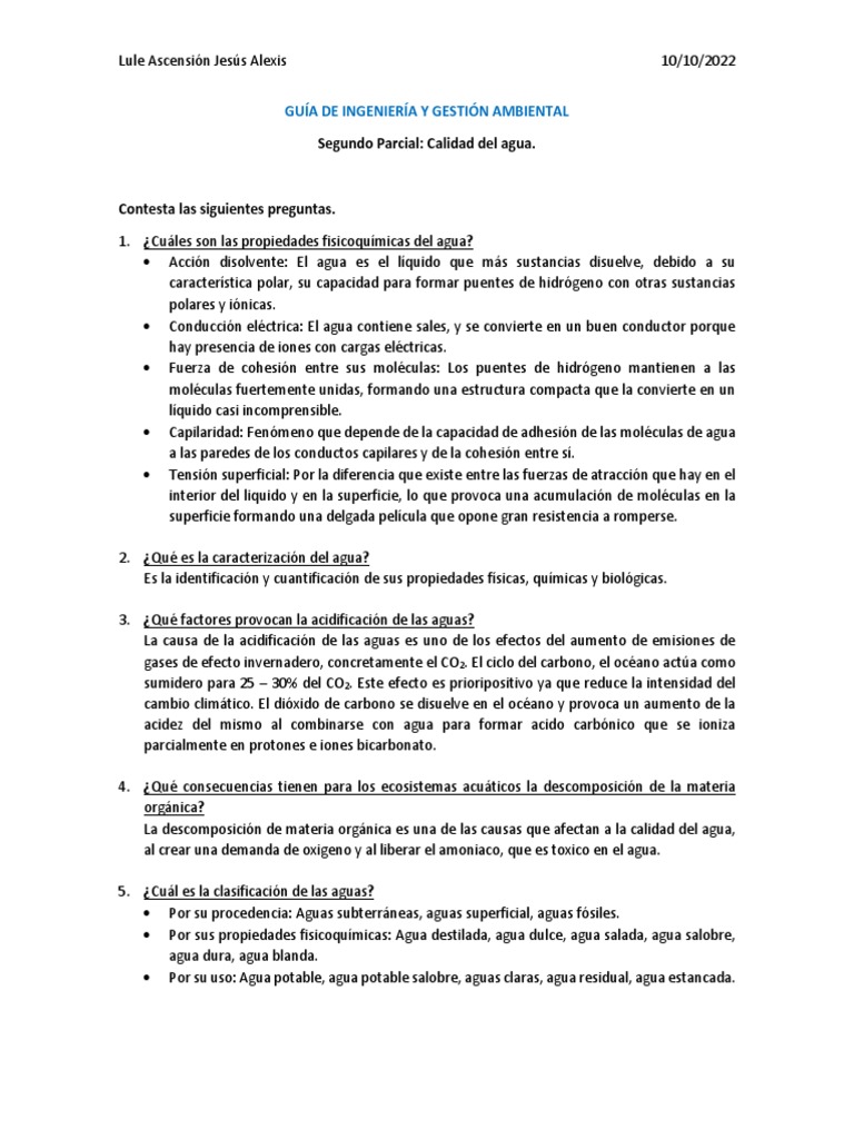 Guía de Ingeniería y Gestión Ambiental | PDF | Agua | Polaridad química