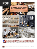 Kitchen Essentials and Basic Food Preparation | PDF