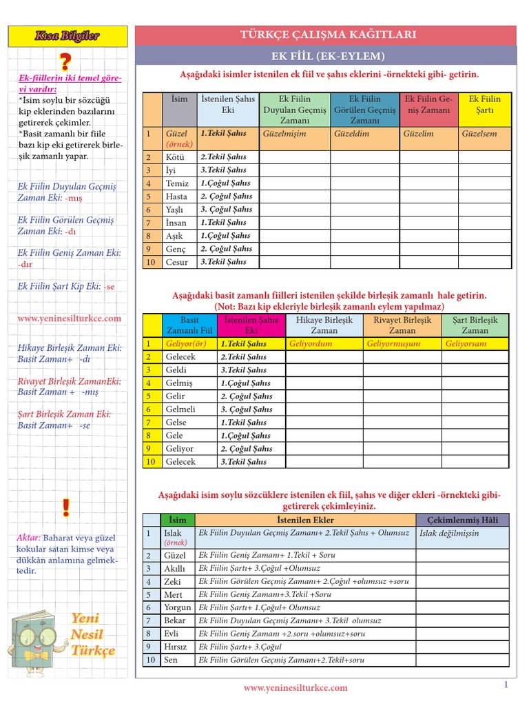Ek Fiiller Calisma Kagidi | PDF