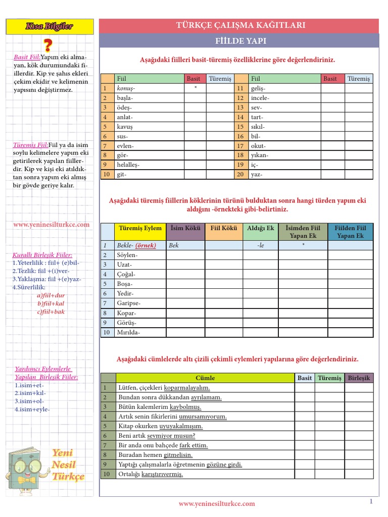 Fiilde Yapi Calisma Kagidi | PDF