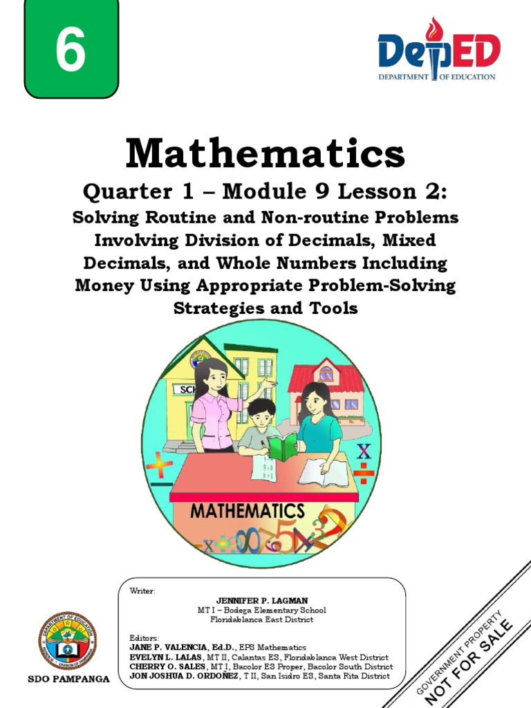 Math - Gr6 - Q1 - Module 09 L2 - Solving Routine and Non Routine Problems Involving Division of ...