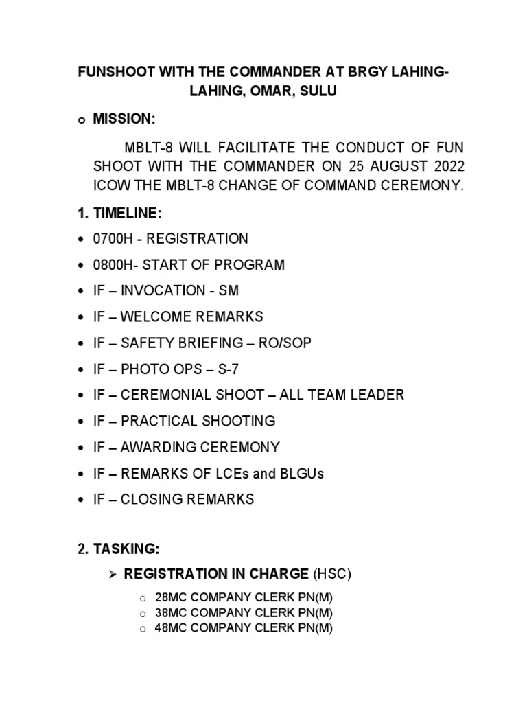 Funshoot Event at MBLT-8 Change of Command | PDF | Technology & Engineering