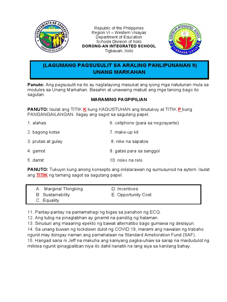 Summative Test AP 9 | PDF