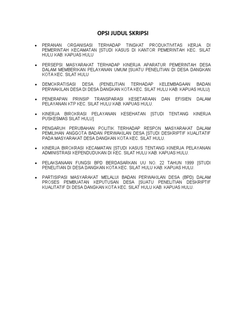 Opsi Judul Skripsi Angga | PDF