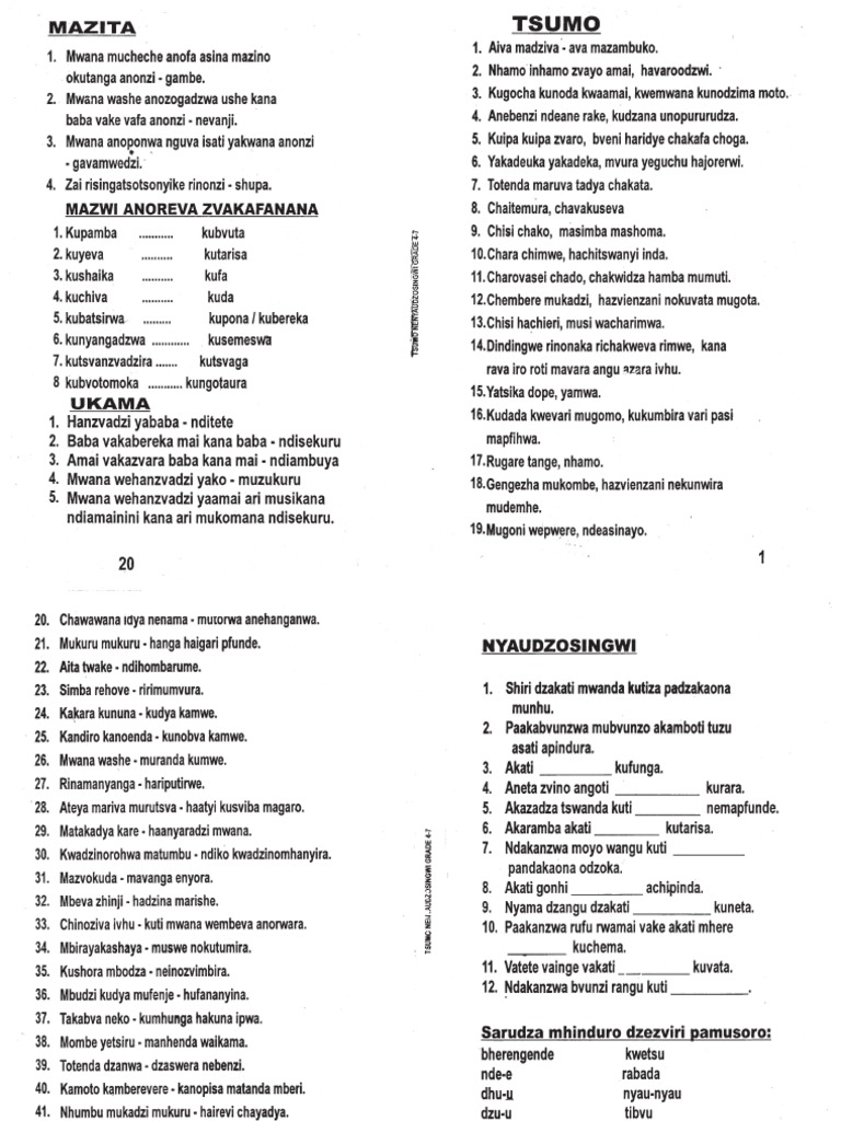 Tsumo Nemadimikira Grade 4-7 | PDF