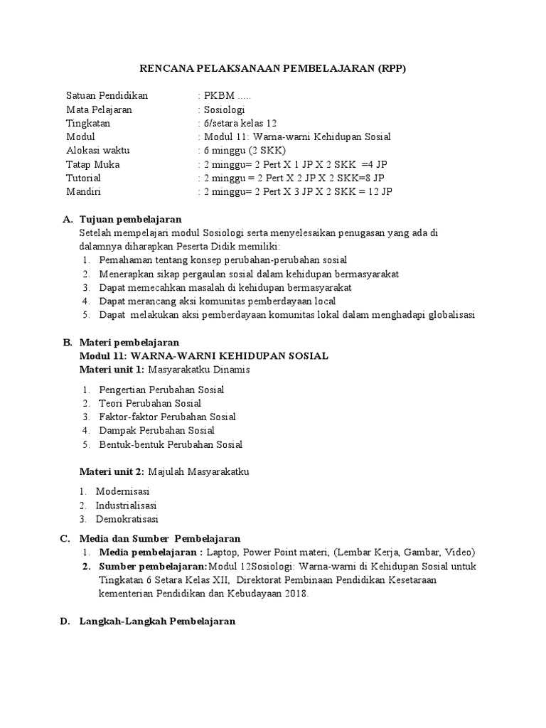 Contoh RPP Berbasis Modul | PDF