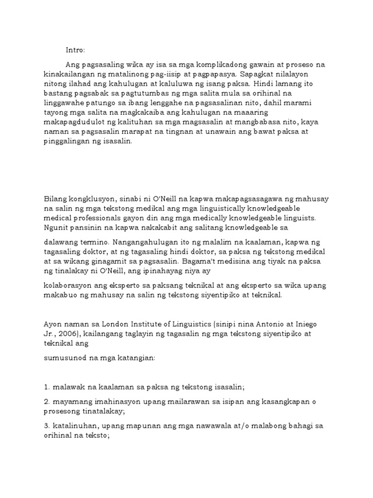 Mga Suliranin Sa Pagsasalin01 | PDF Mga Suliranin Sa Pagsasalin01 | PDF
