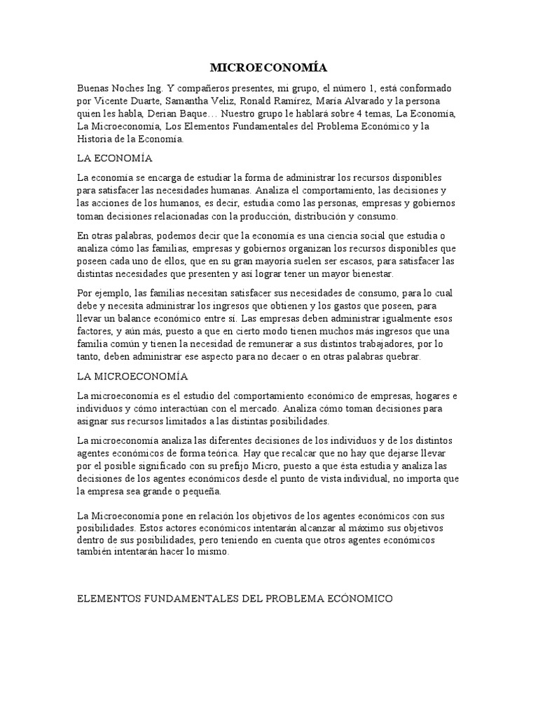 Exposición de Microeconomía | PDF | Ciencias económicas | Microeconomía