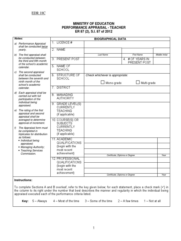 Teacher Performance Appraisal Guide | PDF | Educational Assessment ...