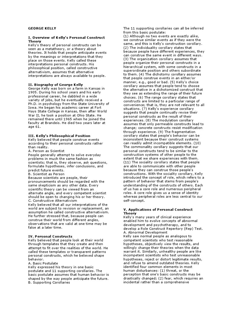 George Kelly | PDF | Psychotherapy | Theory