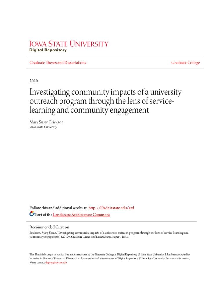 Investigating Community Impacts of A University Outreach Program | PDF ...