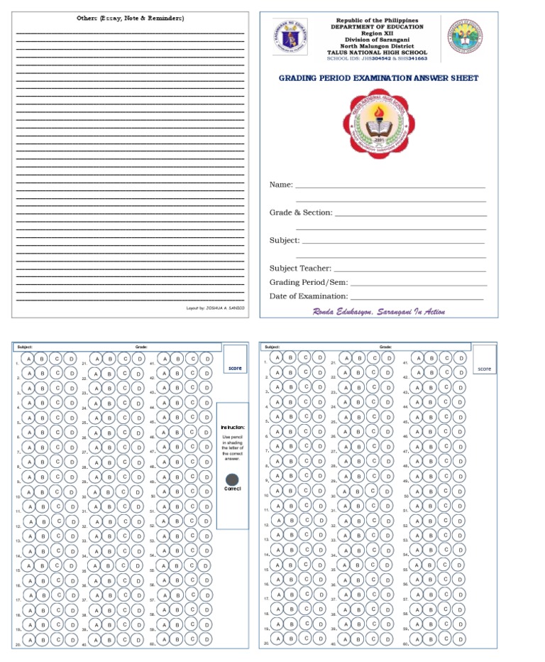 Answer Sheet Standardized Test Based Shading | PDF | Tests | Evaluation ...