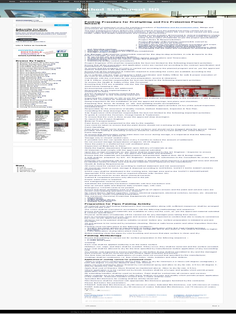 Methodstatementhq Com Painting Procedure For Firefighting and Fire Protection Piping Network ...