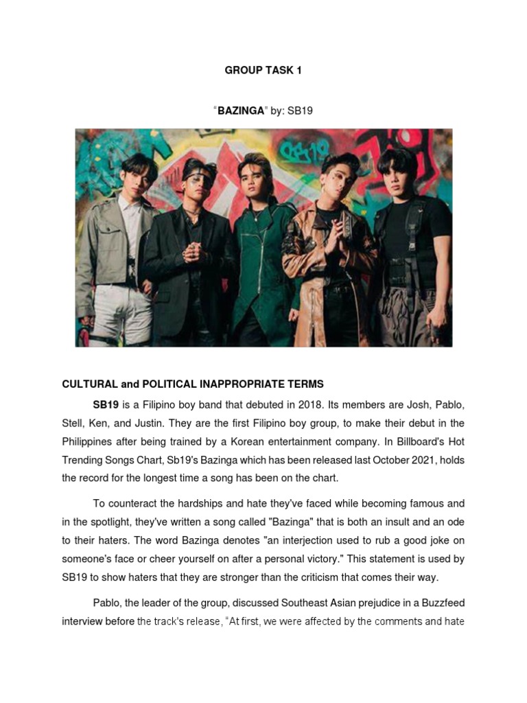 Analyzing Cultural and Political Appropriateness in SB19's "Bazinga" and BTS' "Butter | PDF