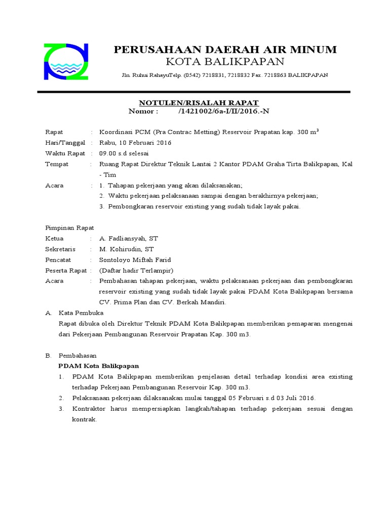 Notulen Rapat Format Baru | PDF | Teknologi & Rekayasa