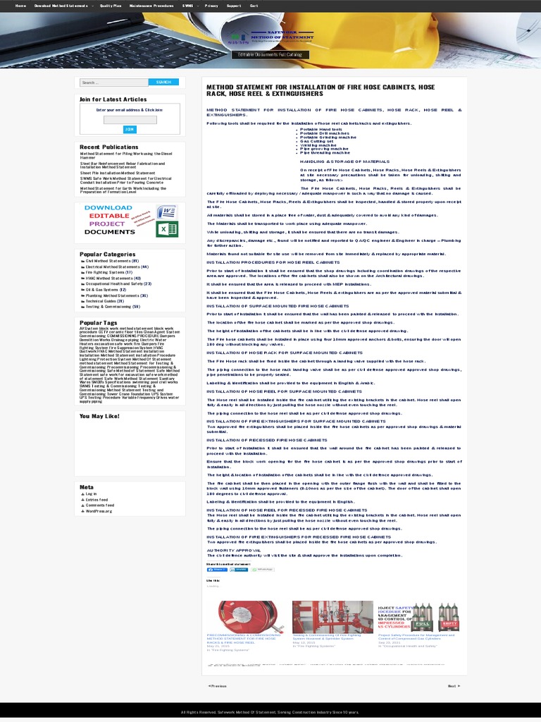 Fire Hose Rack Installation Guide | PDF | Pipe (Fluid Conveyance ...