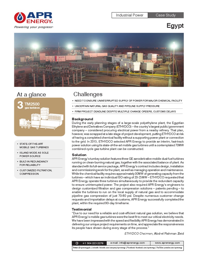 Egypt Case Study - APR Energy | PDF | Gas Turbine | Turbine