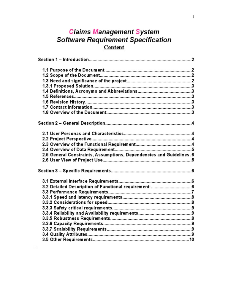 SRS Claims Management System | PDF | Hypertext Transfer Protocol | Input/Output
