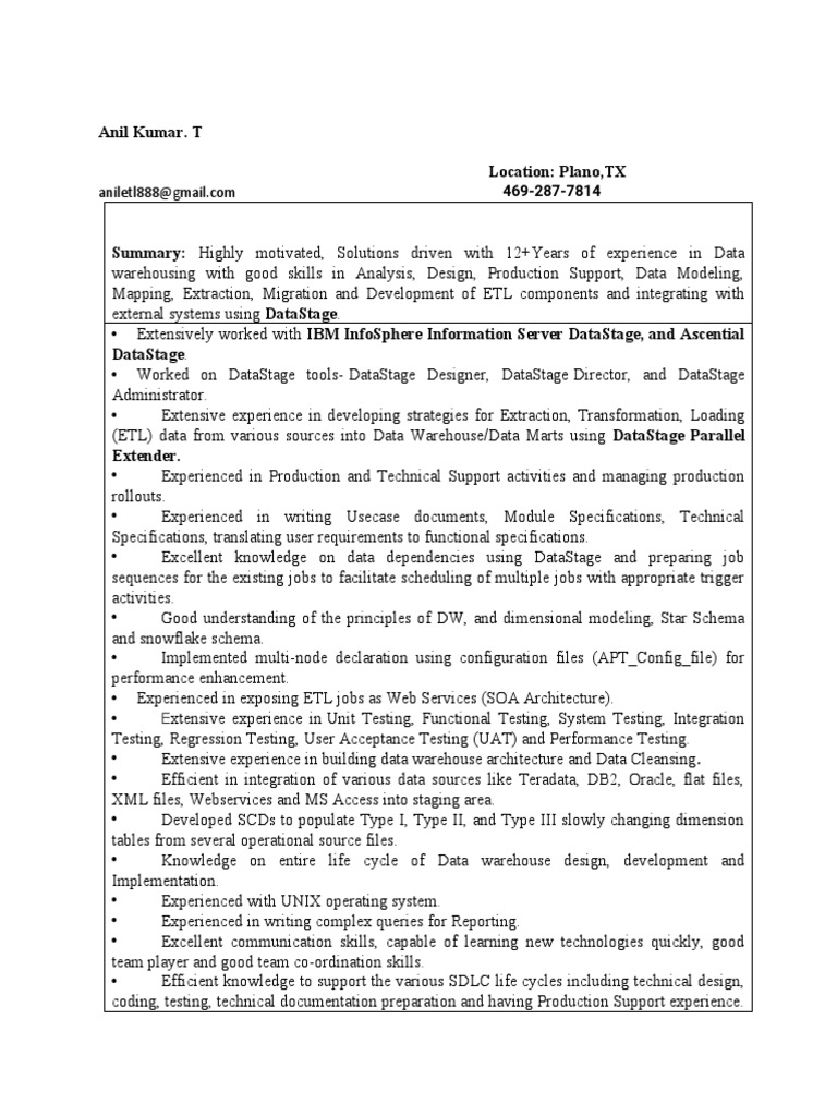 Data Warehouse ETL Expert Resume | PDF | Data Warehouse | Ibm Db2