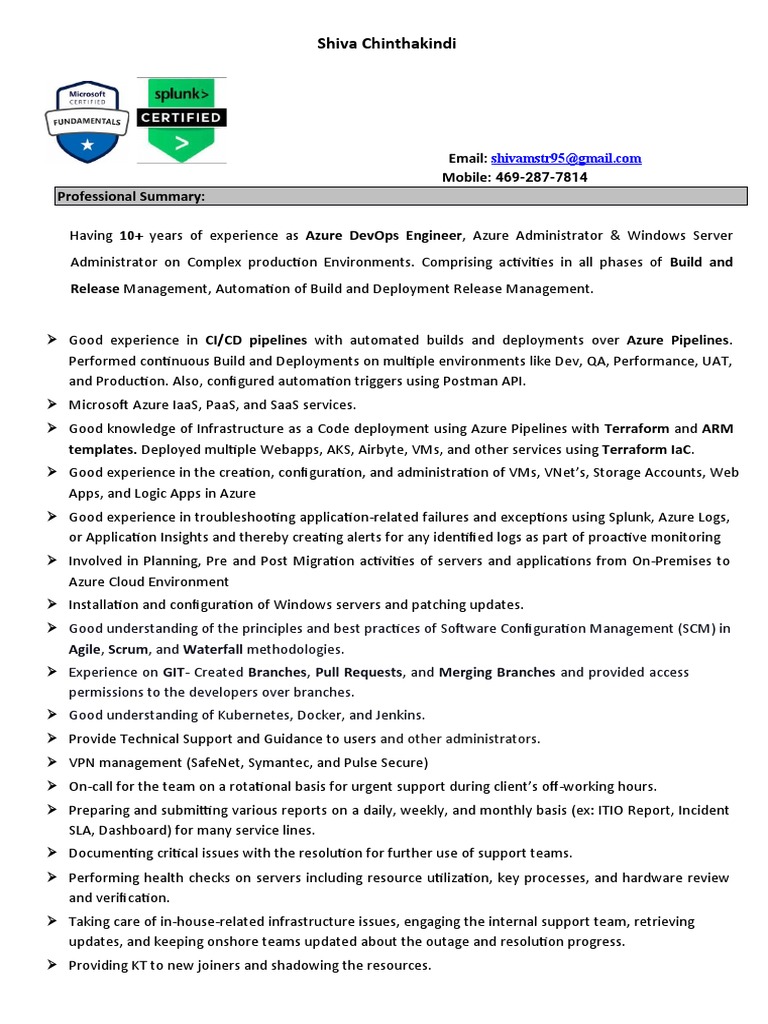Shiva Azure Devops Engineer | PDF | Microsoft Azure | Amazon Web Services