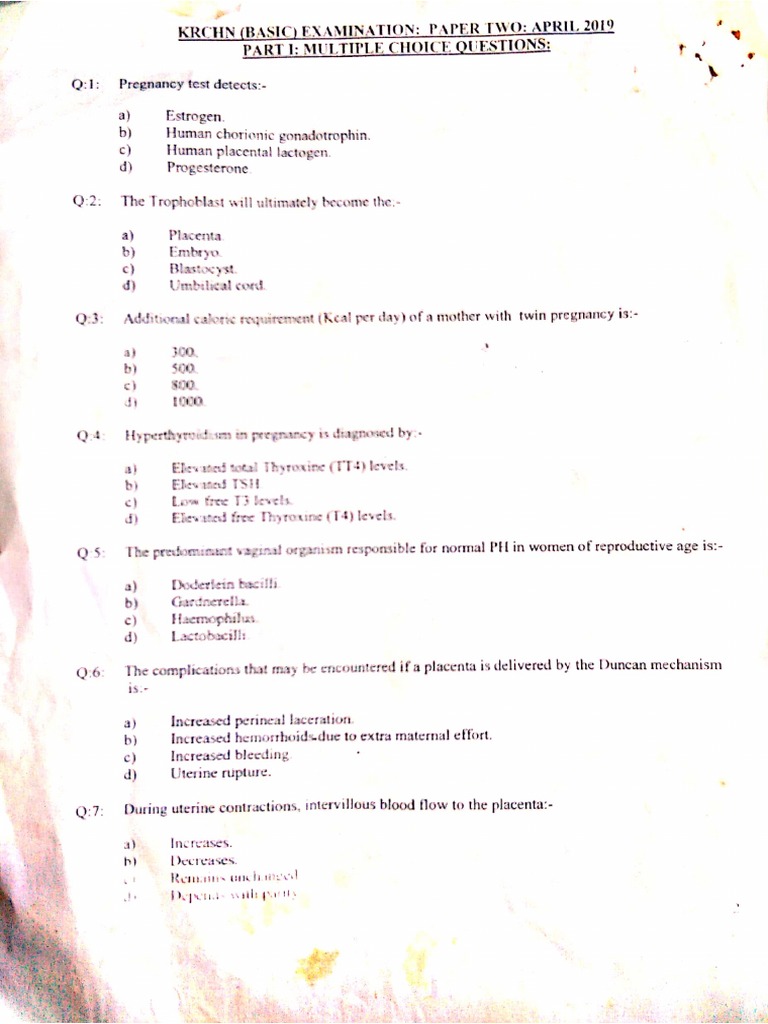 NCK Mcqs (2019) | PDF