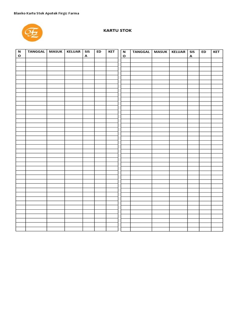 Format Kartu Stok | PDF