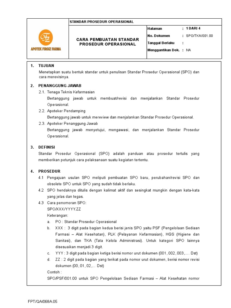 Spo Cara Pembuatan Spo (Spo-Tka-001-00) | PDF