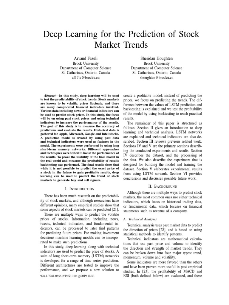 Stock Deep Learning Paper Final PDF Business