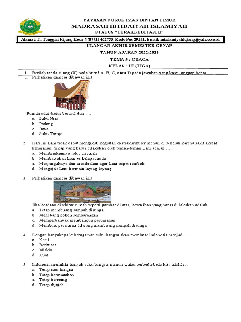 Soal Ujian Tema 5 | PDF