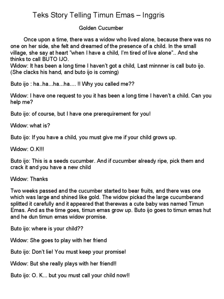 Teks Story Telling Timun Emas | PDF
