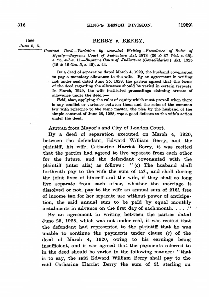 BERRY v. BERRY. (1929) 2 K.B. 316 | PDF
