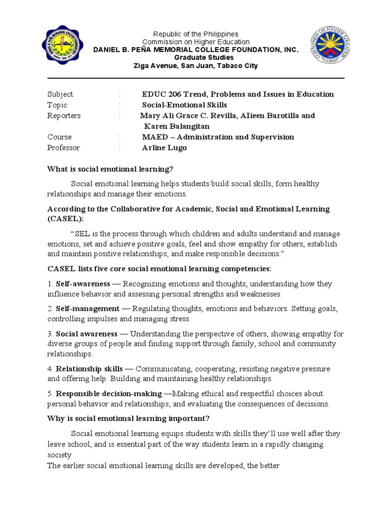 Educ 206 Trends and Problem | PDF | Learning | Emotions